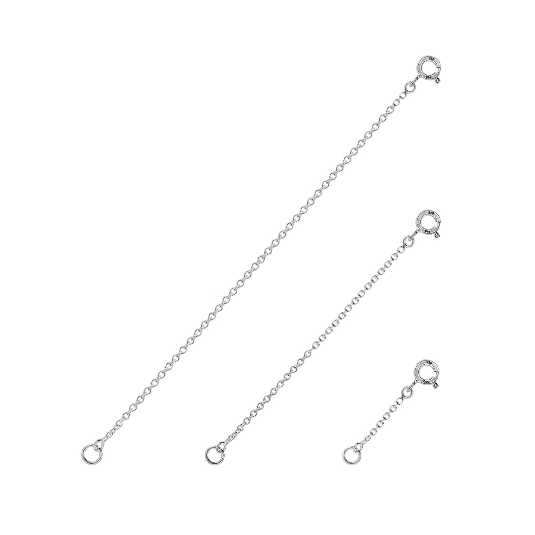 925 Sterling Silver 1.2MM-Extender Chain - SET of 3 - Super Thin & Str ...